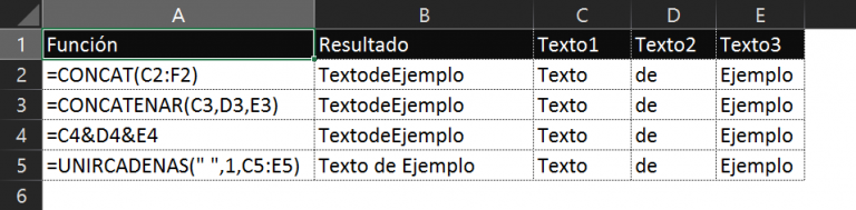 La función UNIRCADENAS (TEXTJOIN) y CONCAT en Office 365 – Excel al Máximo