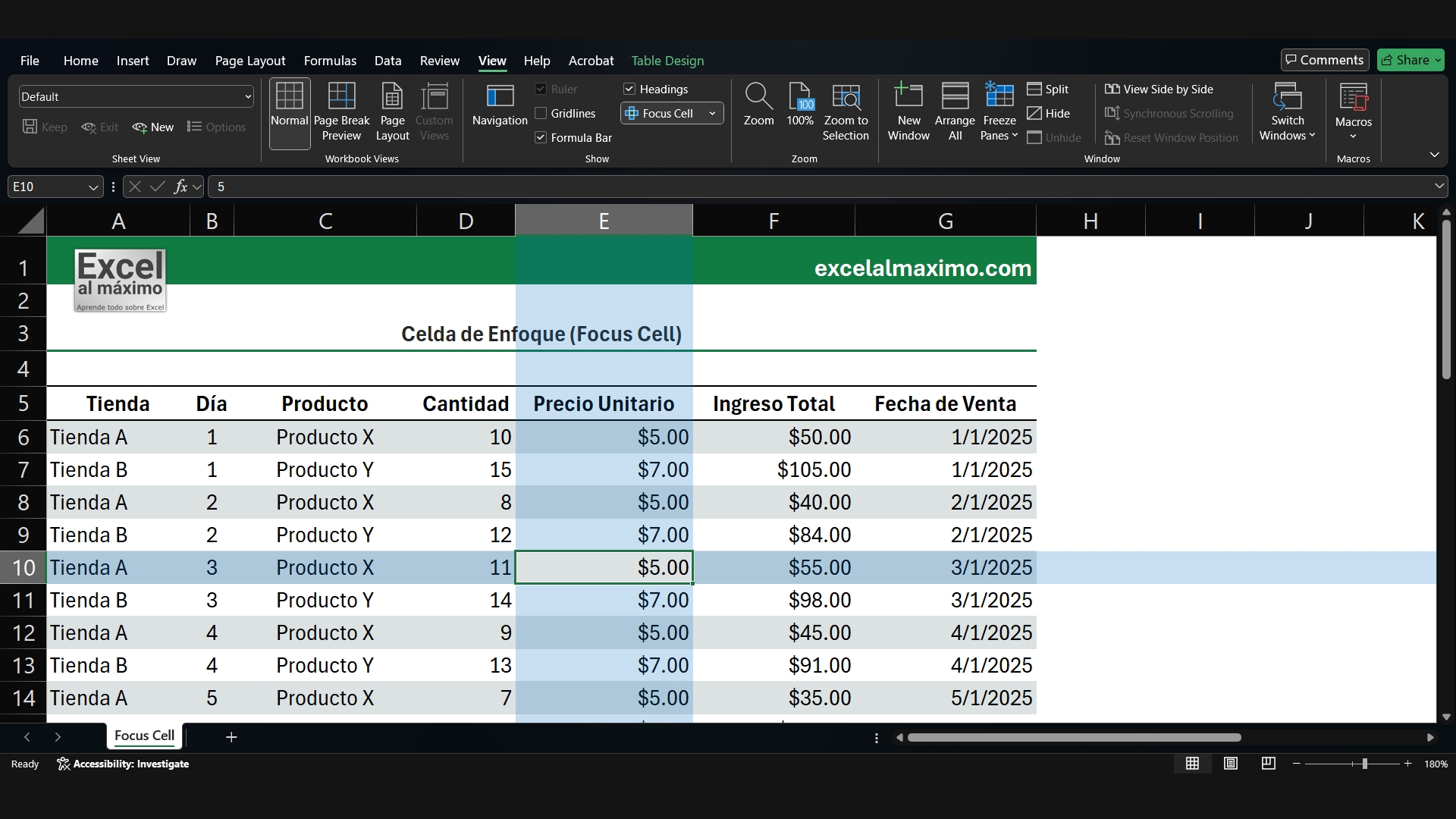 Cómo habilitar y usar la Celda de Enfoque en Excel (Focus Cell) – Excel ...